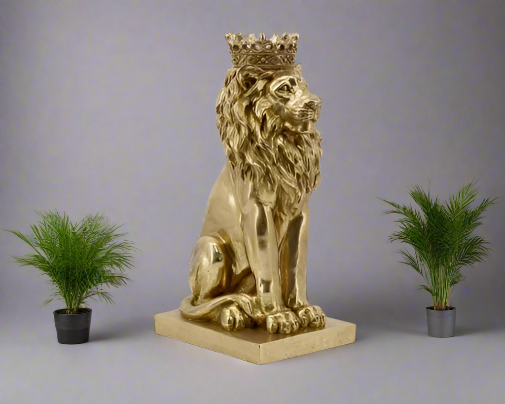 Lion | Gold Lion with Crown - 35CMH - Urban Lush NZ